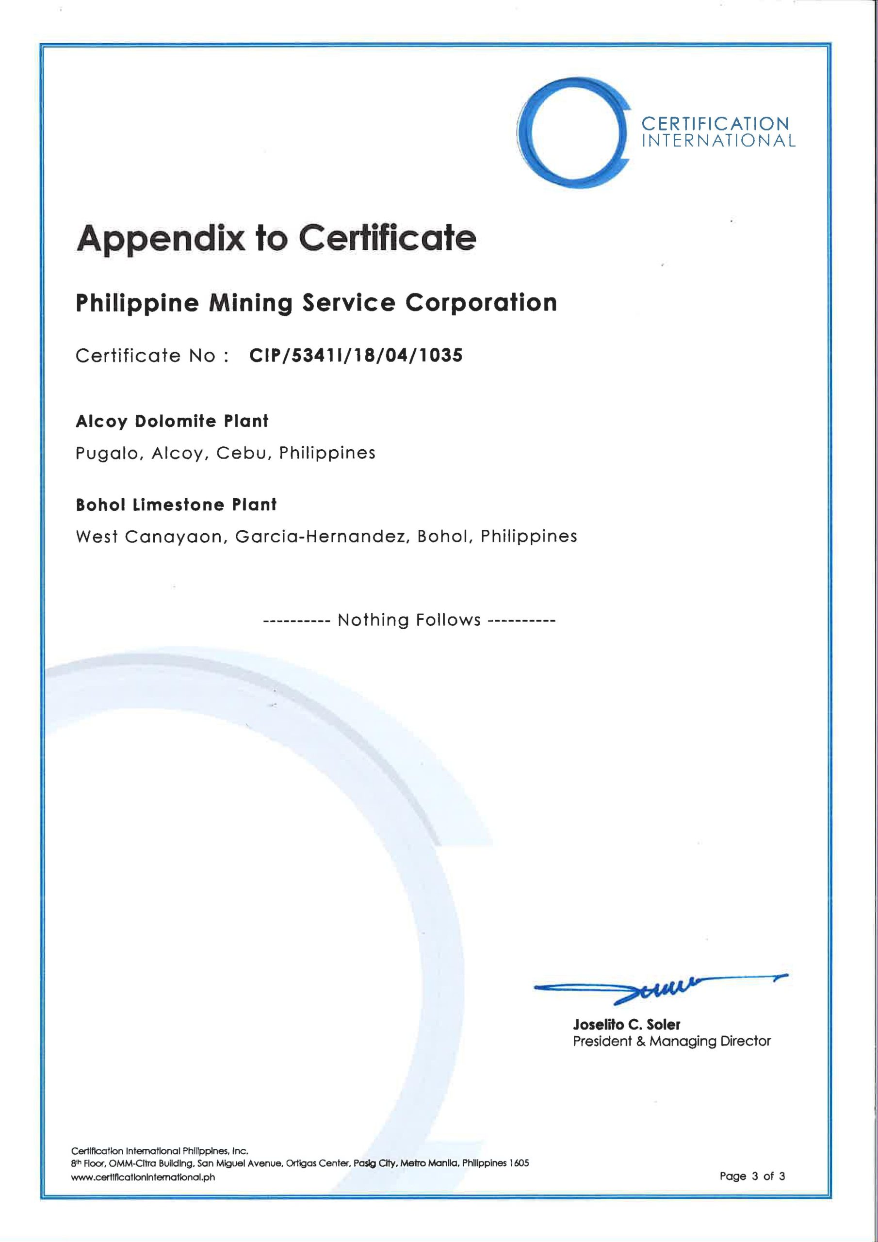 ISO Certification - PMSC